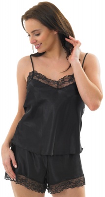 Ladies Satin Camisole & French Knicker Set - kazco.co.uk