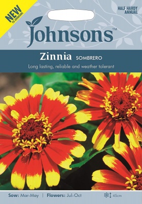 Zinnia Sombrero Seeds by Johnsons Approx 50 Seeds - kazco.co.uk