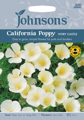 California Poppy Seeds 'Ivory Castle' by Johnsons - kazco.co.uk